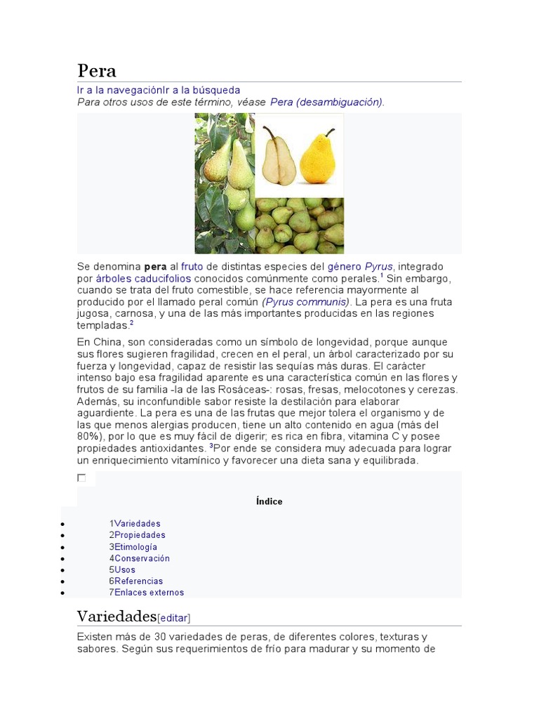 Variedades y propiedades de la pera | PDF | Pera | Fruta