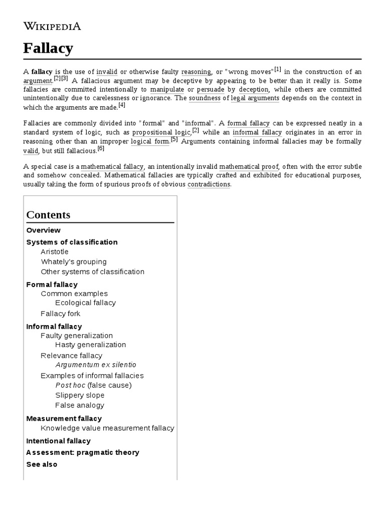 Fallacy: Systems of Classification | PDF | Fallacy | Argument