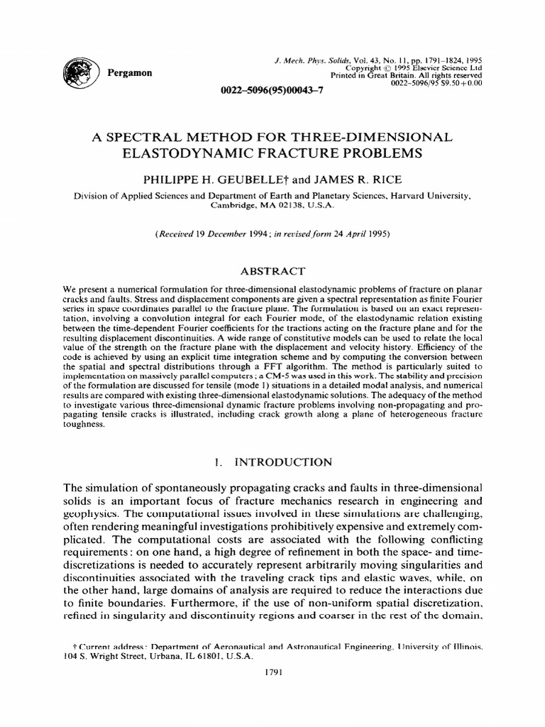 A Spectral Method For Three-Dimensional Elastodynamic Fracture Problems | PDF | Fracture ...