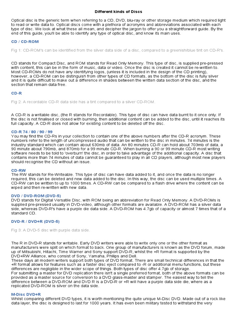 Fig 1: CD-ROM's Can Be Identified From The Silver Data Side of A Disc ...