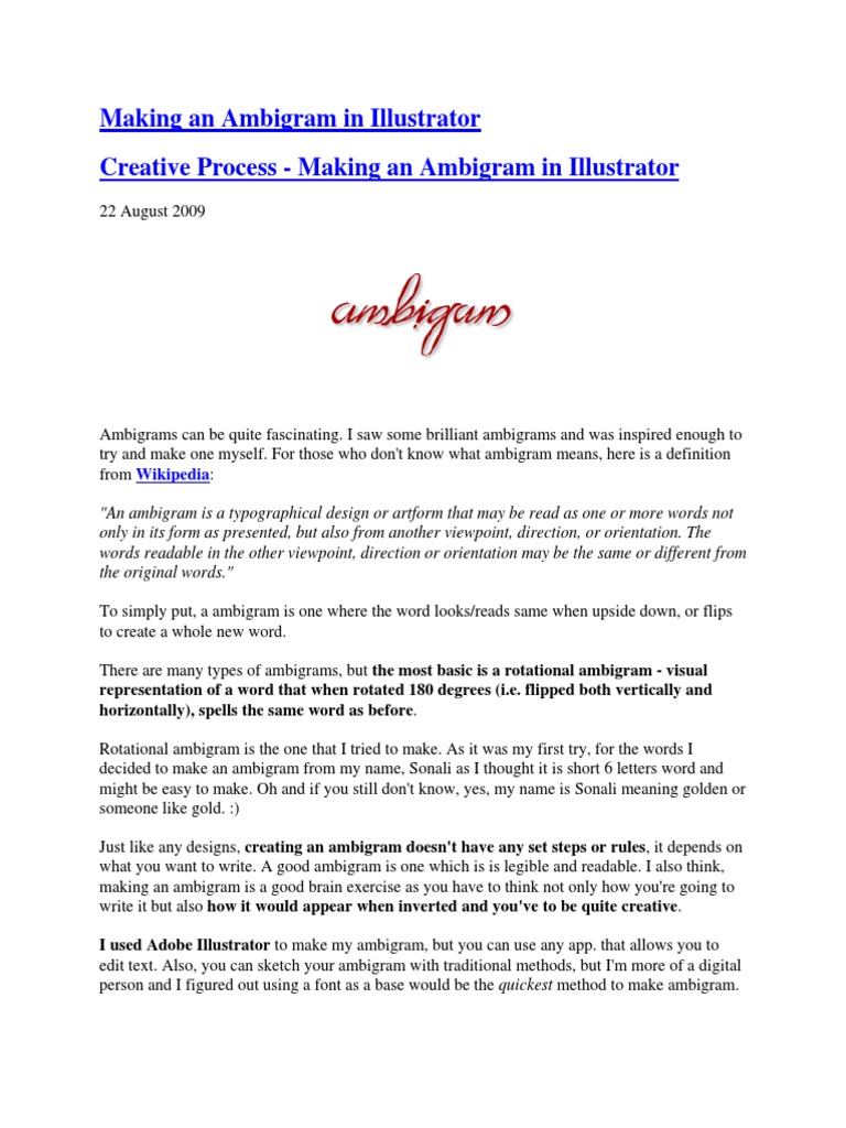 Making An Ambigram in Illustrator | PDF | Letter Case | Typography