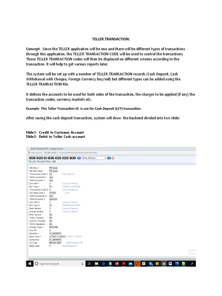 Teller - Transaction: Concept-Since The TELLER Application Will Be One ...