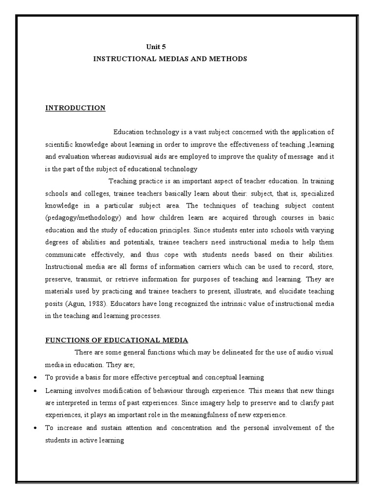 Instructional Media Unit 5 Education Theory | PDF | Puppetry