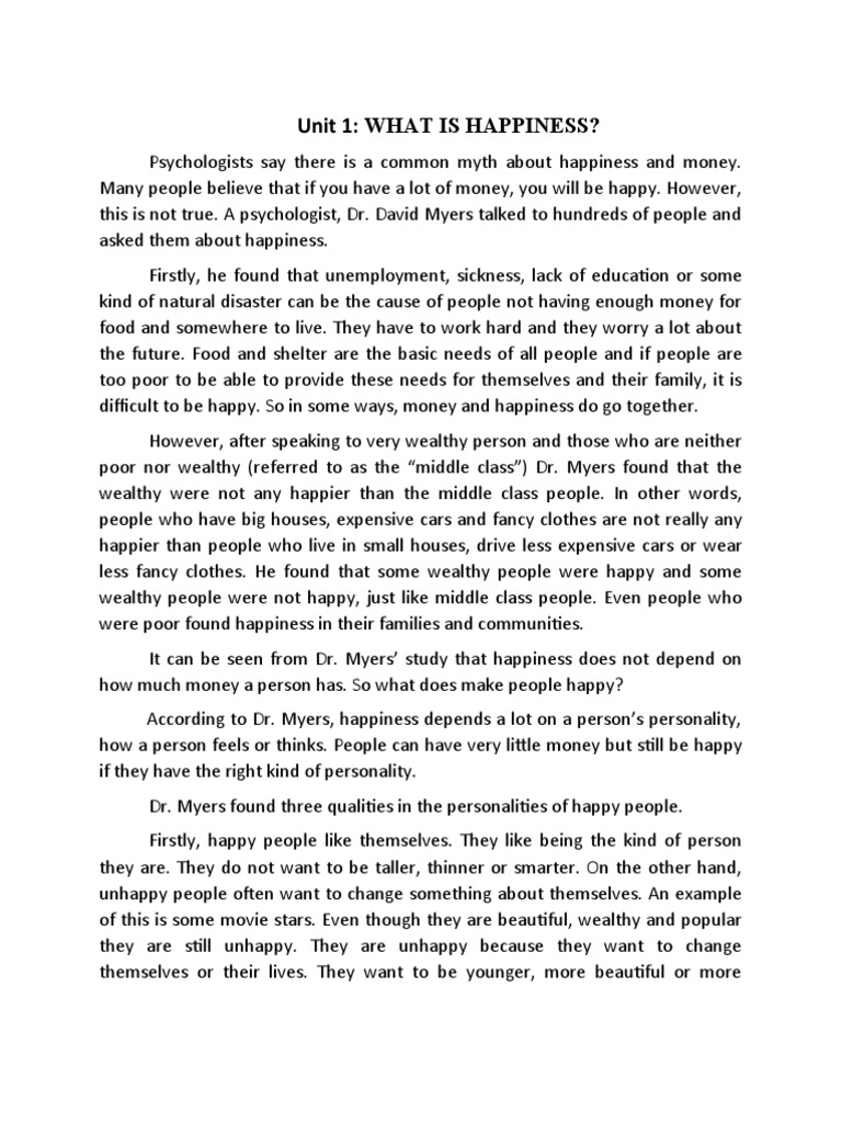 Unit 1: What Is Happiness? | PDF | Happiness | Vietnam