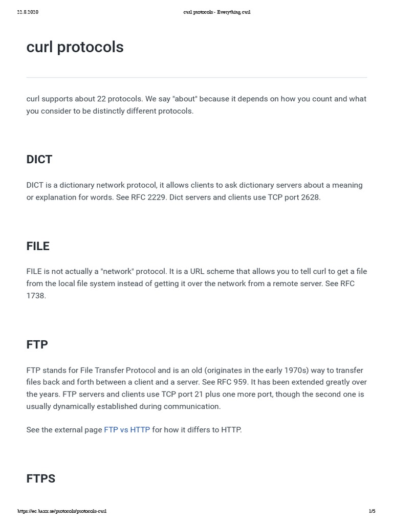 Curl Protocols - Everything Curl | PDF | File Transfer Protocol | Hypertext Transfer Protocol