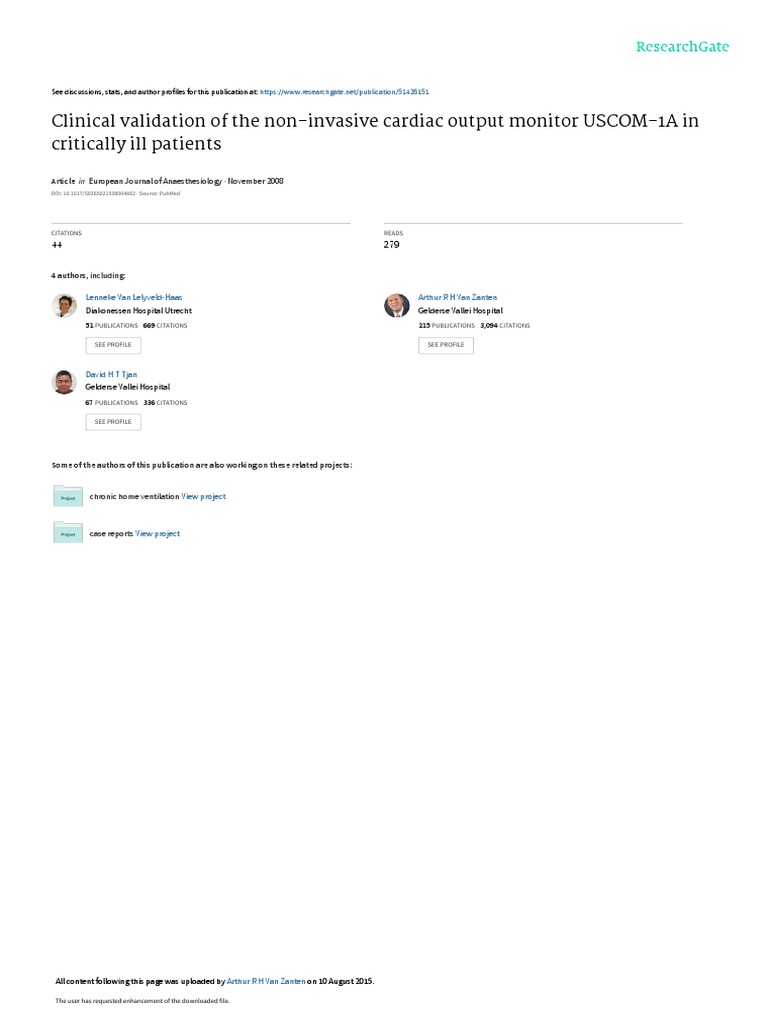 Clinical Validation of The Non-Invasive Cardiac Output Monitor USCOM-1A in Critically Ill ...