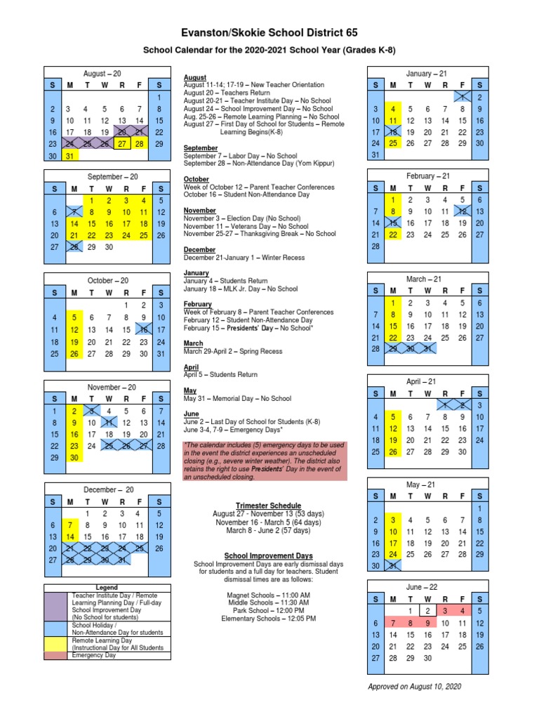 District 65 School Calendar 2025-26 | PDF | Educational Organizations ...