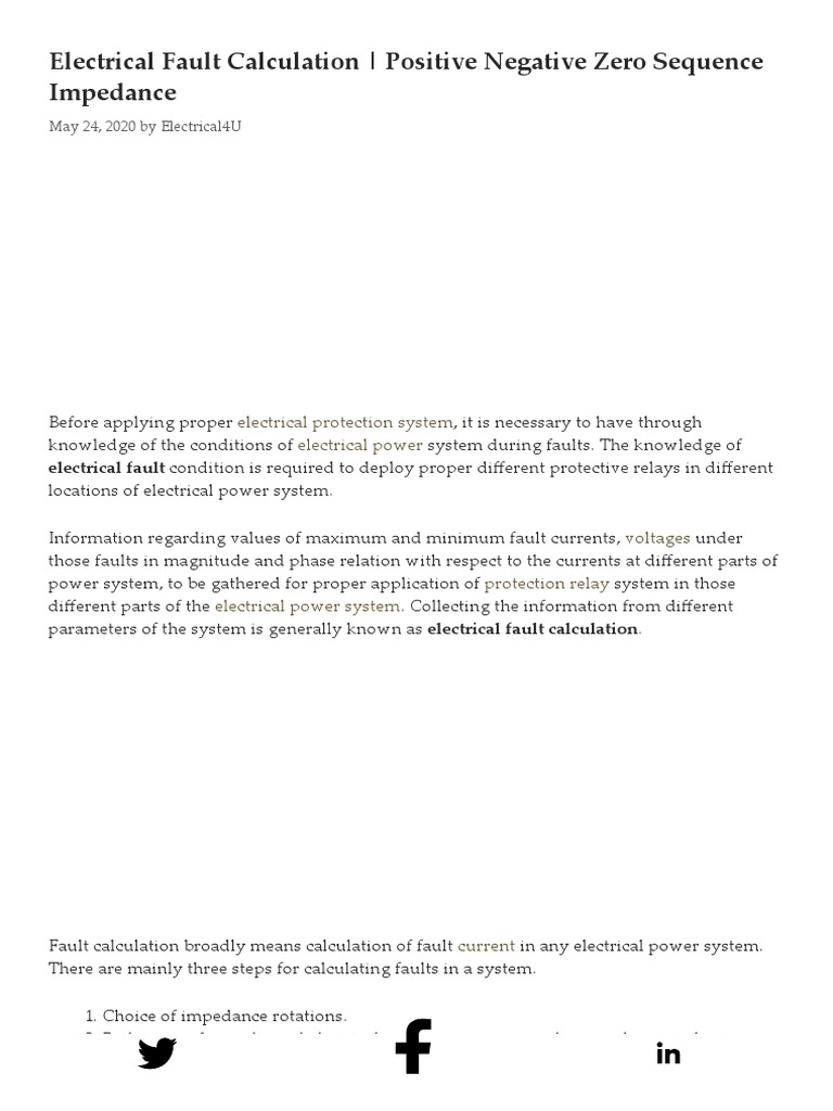 Electrical Fault Calculation - Positive Negative Zero Sequence Impedance | PDF | Electrical ...