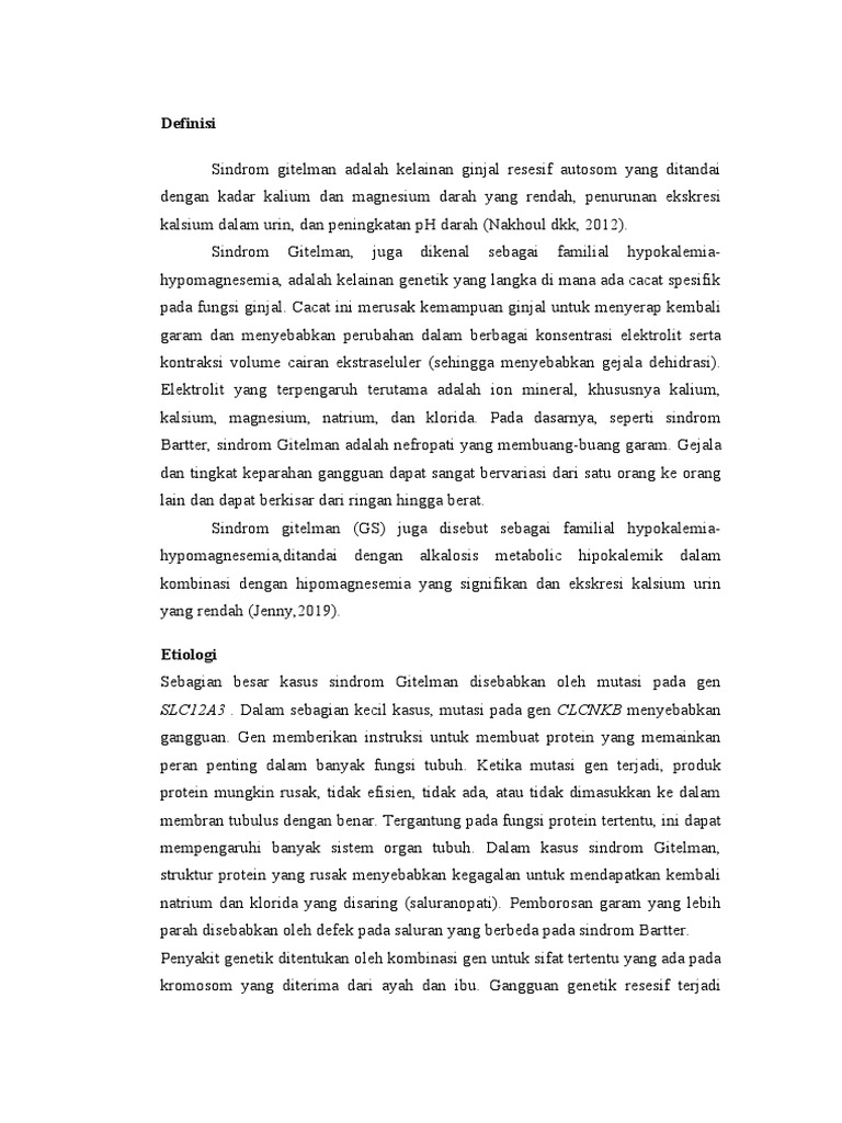 Lp Gitelman Syndrome Revisi Pdf