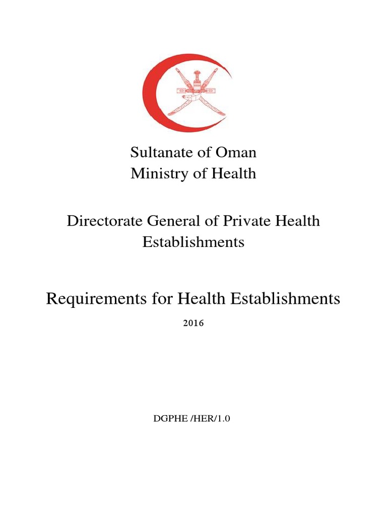 Sultanate of Oman Ministry of Health: Requirements For Health Establishments | PDF | Infection ...