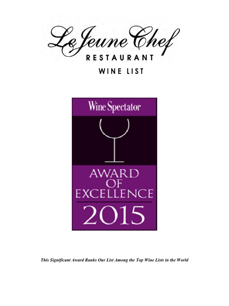 Wine List: This Significant Award Ranks Our List Among The Top Wine ...