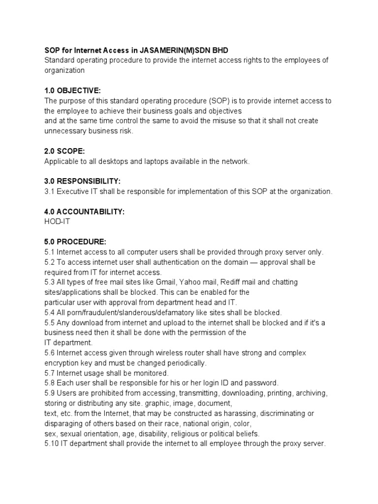 1.2 SOP For Internet Access | PDF