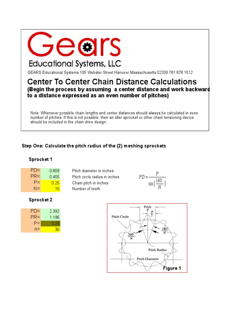 Center To Center Chain Distance Calculations | PDF | Mechanical ...