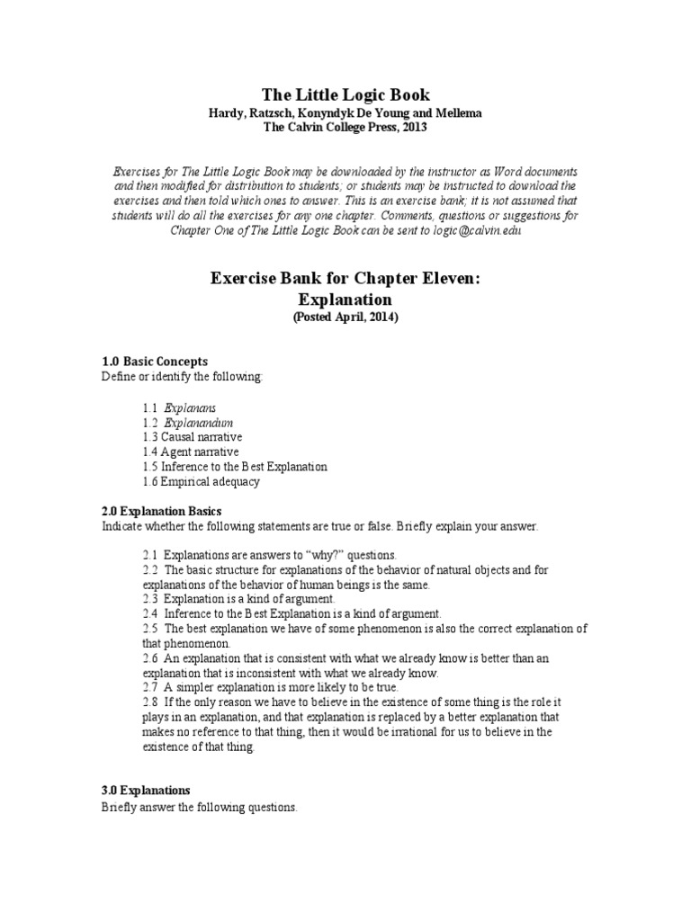 11 Explanation Exercises PDF | PDF | Reason | Rationality