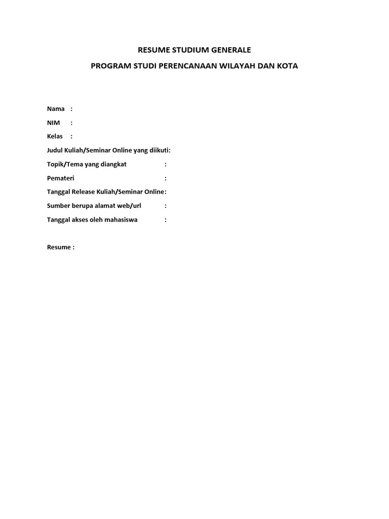 Resume Studium Generale PWK | PDF