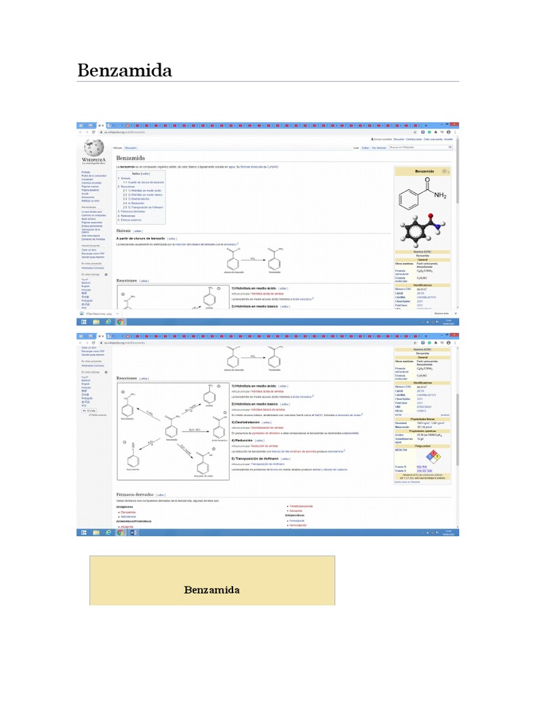 Benzamida: Estructura y Usos | PDF | Hidrólisis | Química Orgánica