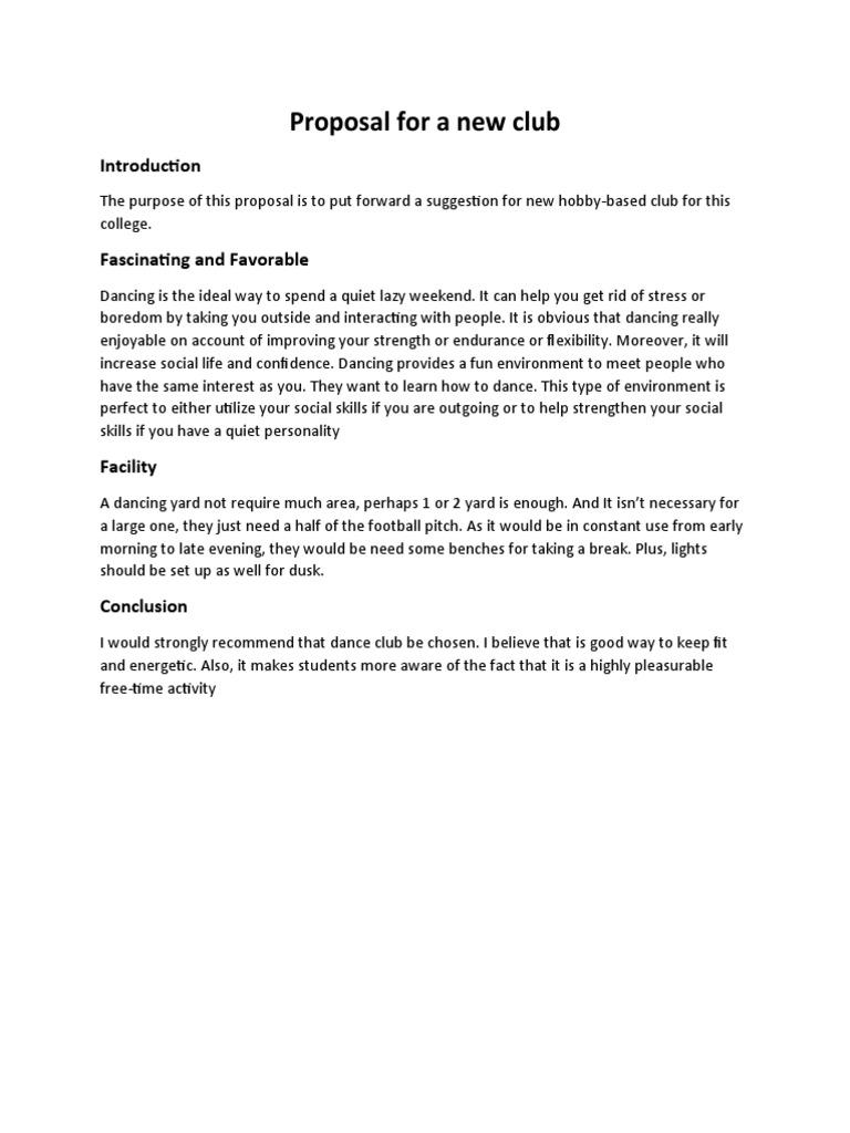 Proposal for a Dance Club | PDF
