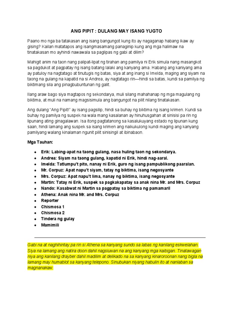 Ang Pipit Dulang May Isang Yugto | PDF