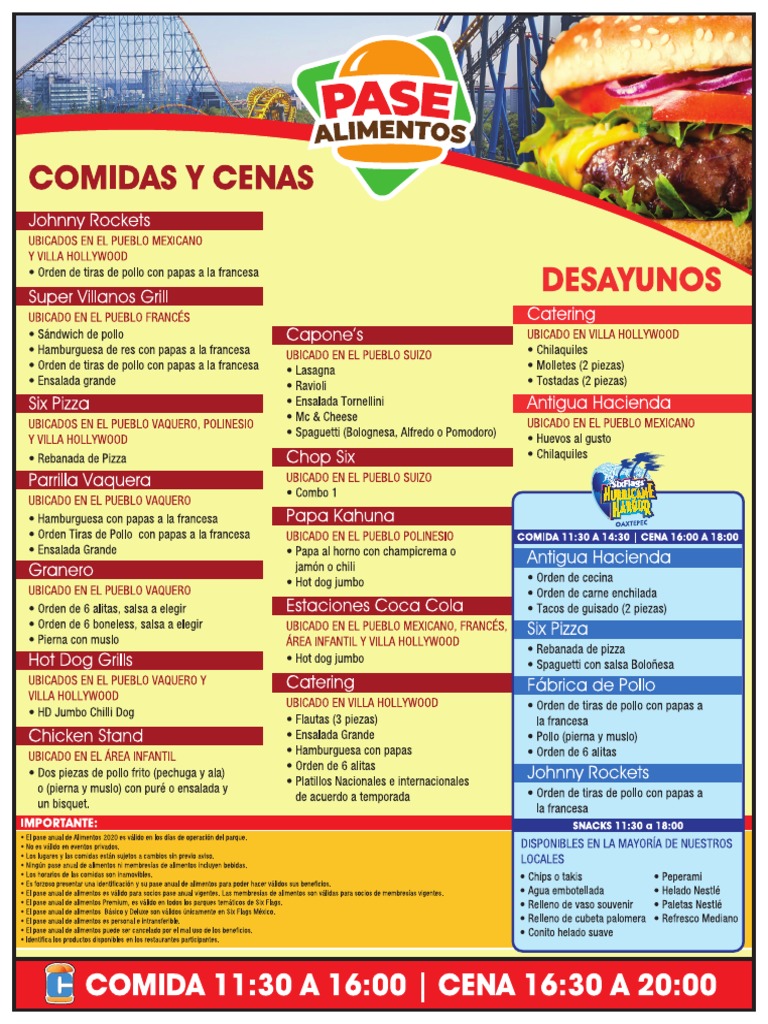 Comidas Six Flags | PDF