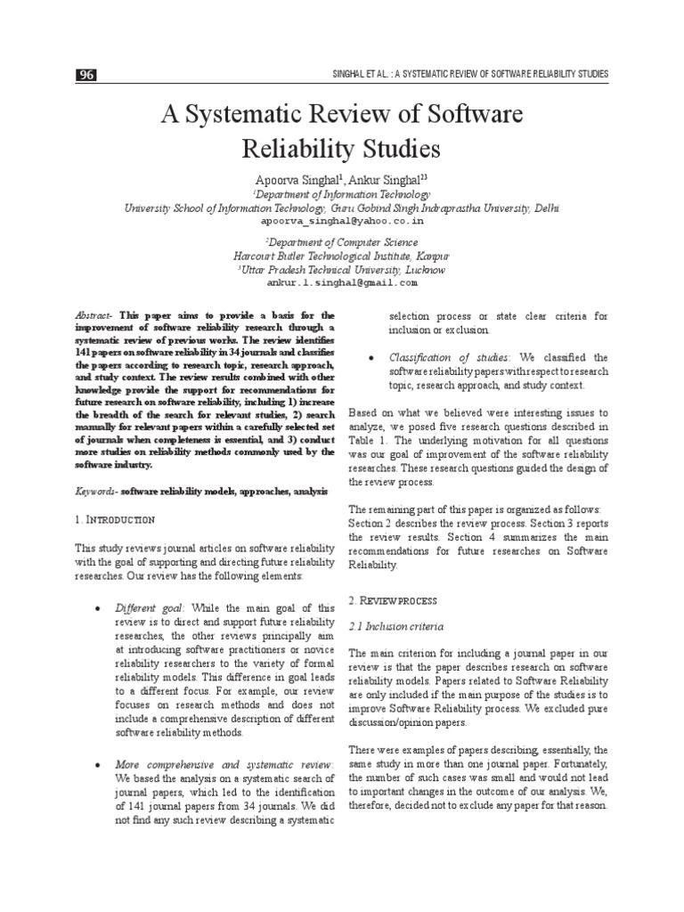 Software Reliability Research Review | PDF | Software Quality | Reliability Engineering