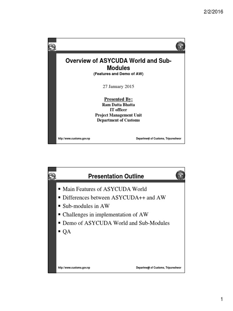 ASYCUDA World Features & Demo | PDF | Client–Server Model | Personal ...