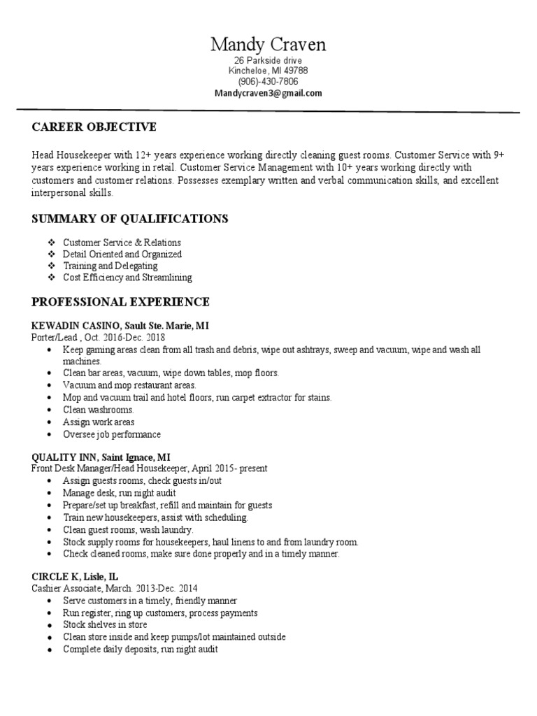 Mandy Craven: Career Objective | PDF | Business