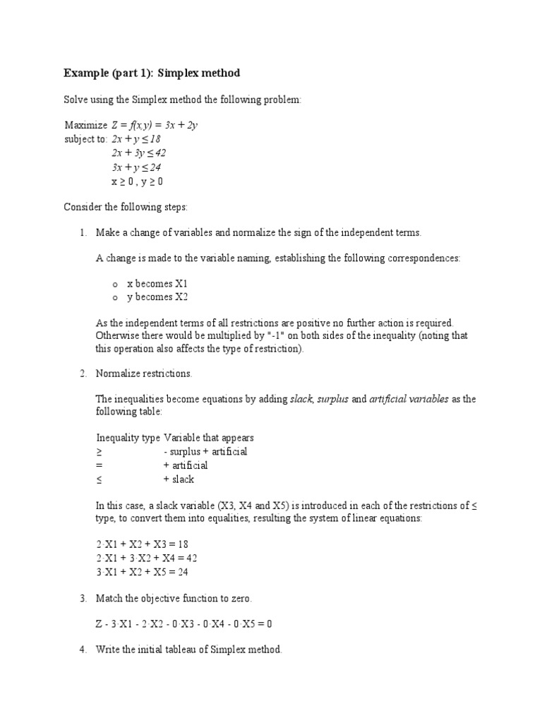 Simplex Method For Linear Programming Problem Maximization Pdf Computer Programming