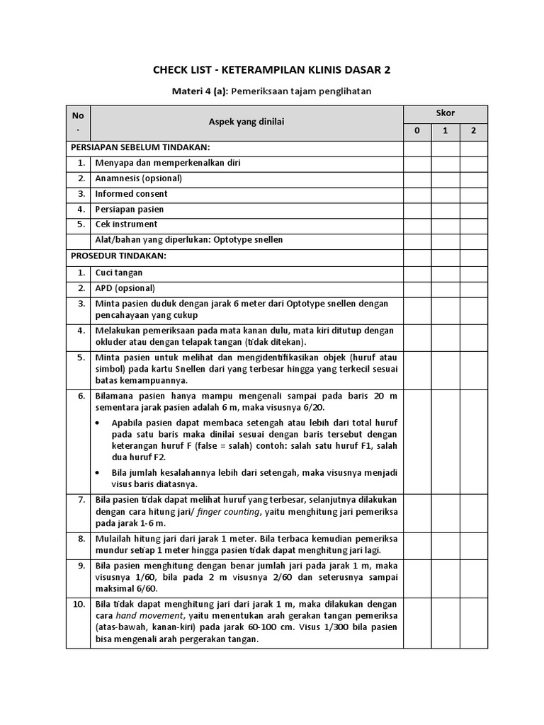 Checklist Materi 4a KKD 2.1-1 | PDF | Kesehatan Holistik | Sains & Matematika