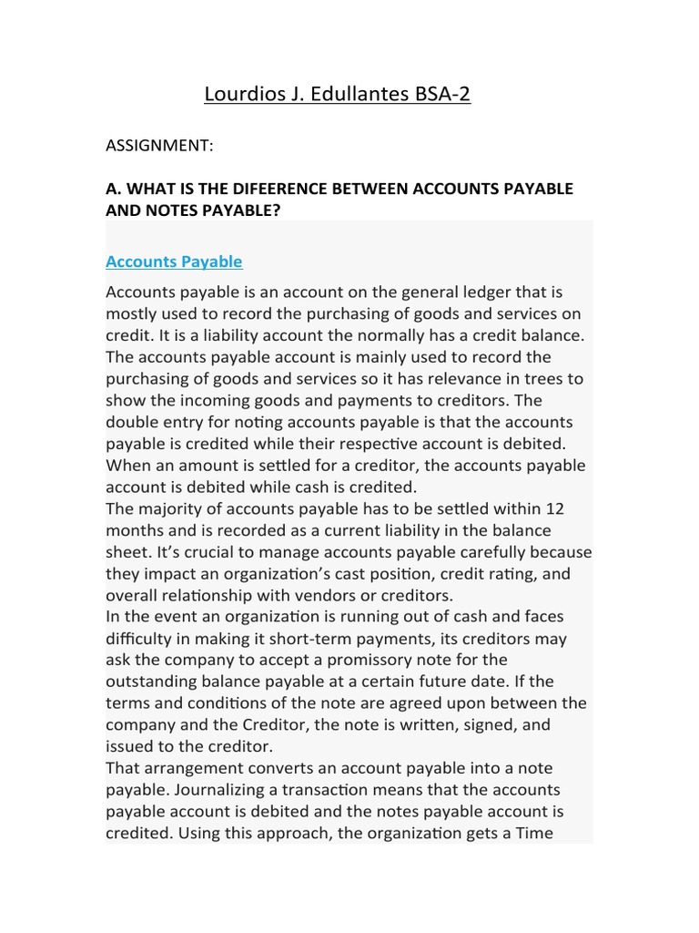 Assignment Notes Payable | PDF | Promissory Note | Debits And Credits