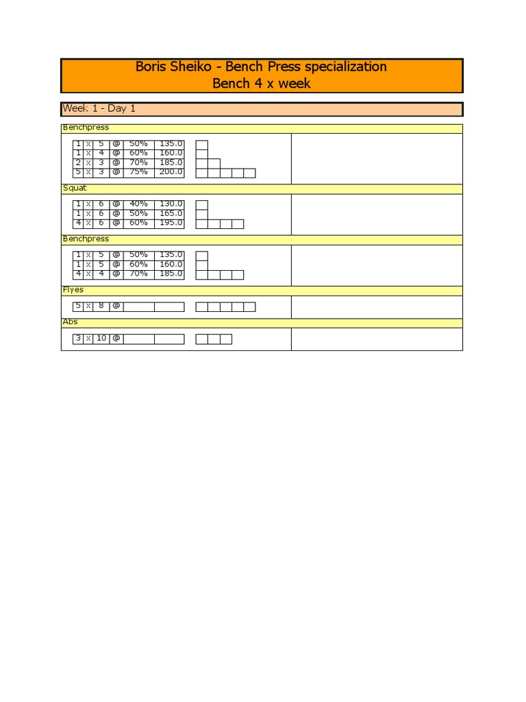 Boris Sheiko Bench Press Program | PDF | Hobbies | Athletic Sports