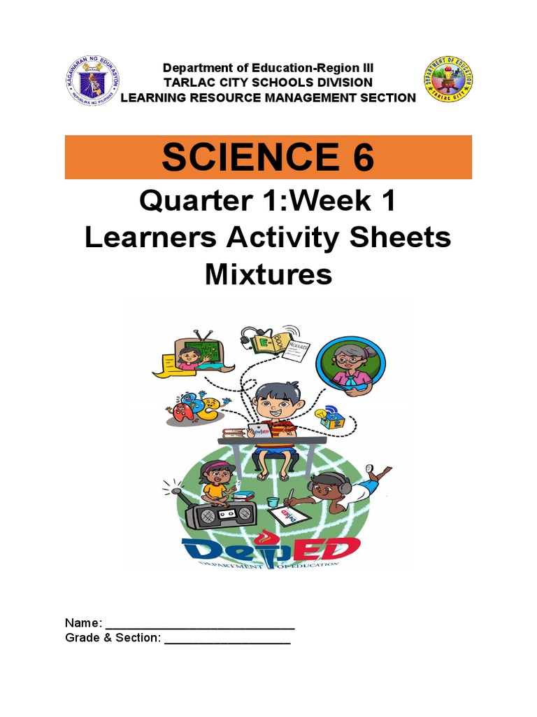 Quarter 1:week 1 Learners Activity Sheets Mixtures: Science 6 | PDF ...