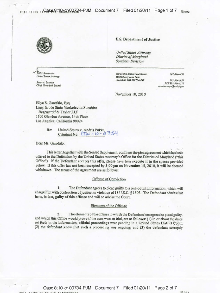 Andris Pukke Plea Agreement | PDF