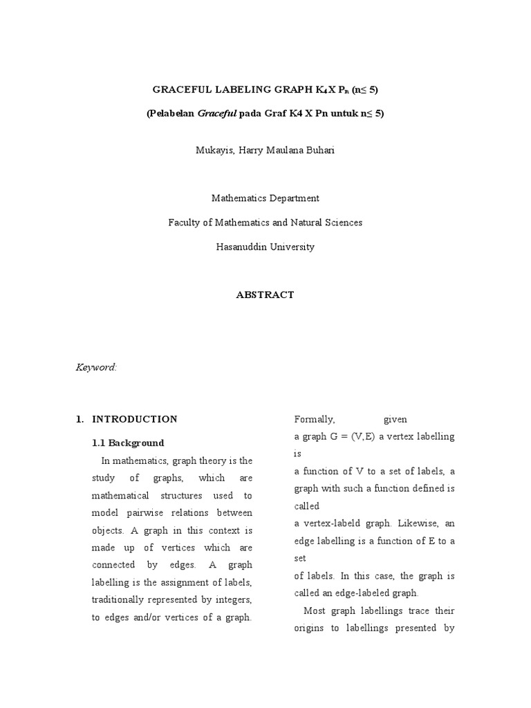 Graceful Labeling Graph K XP (N 5) (Pelabelan Graceful Pada Graf K4 X ...
