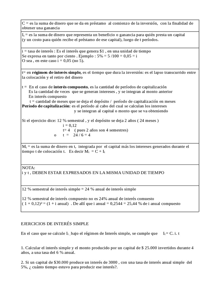 Teórico-Práctico de Interés Simple | PDF | Finanzas personales | Interés
