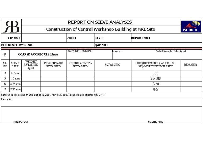 Sieve Analysis Coarse Aggregate 10mm | PDF