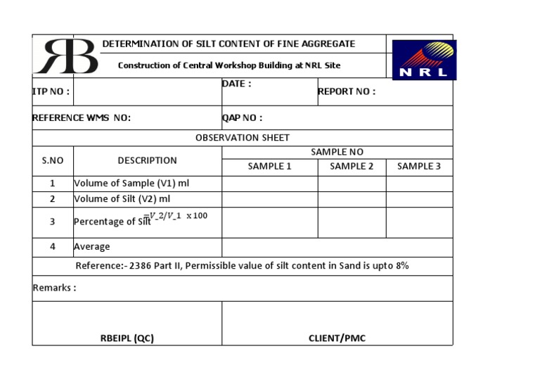 Silt Content Test For Sand | PDF