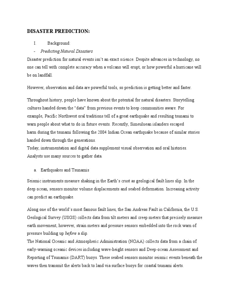 Disaster Prediction:: - Predicting Natural Disasters | PDF | Climate ...