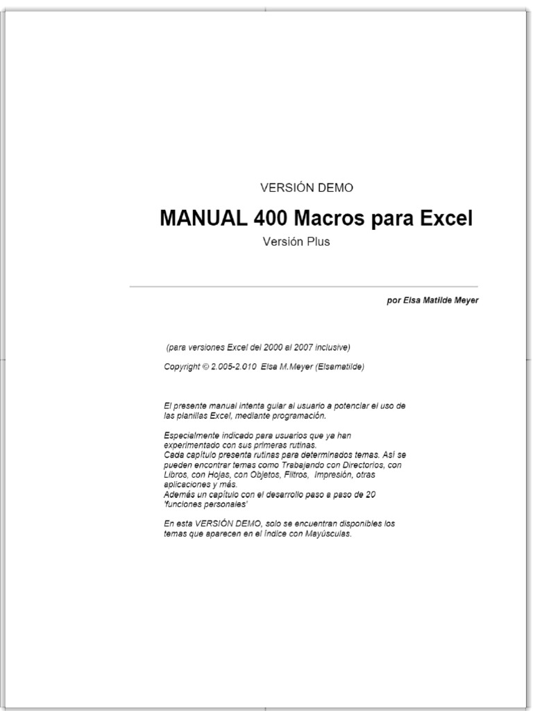 MANUAL 400 Macros para Excel - PDF Descargar Libre | PDF