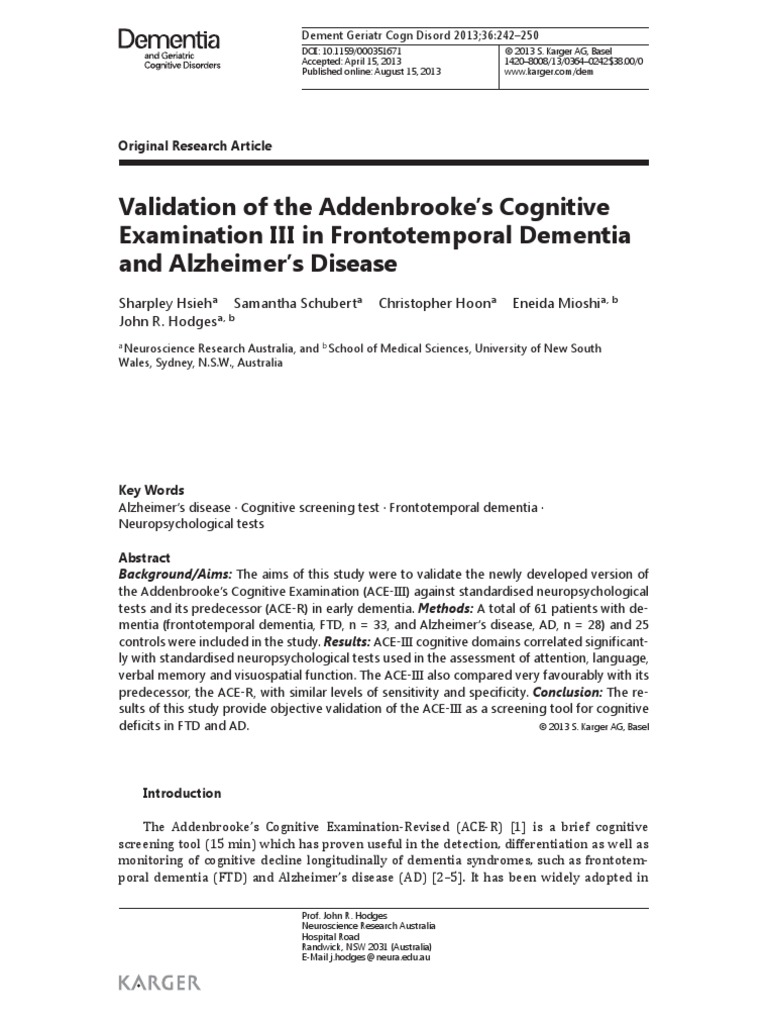 Validation of The Addenbrooke's Cognitive Examination III in ...