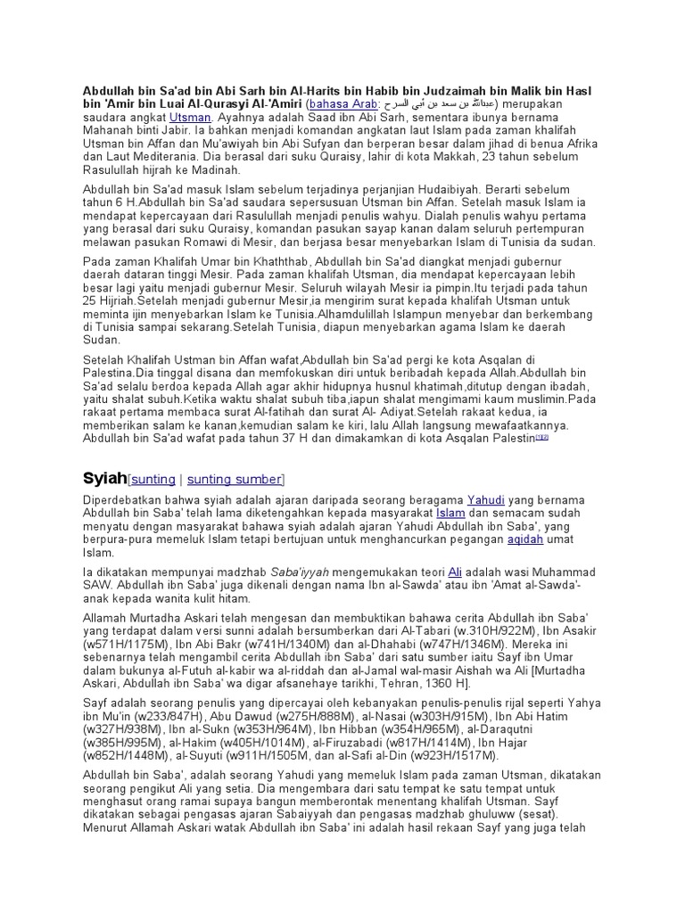 Abdullah Bin Saba | PDF | Klasik