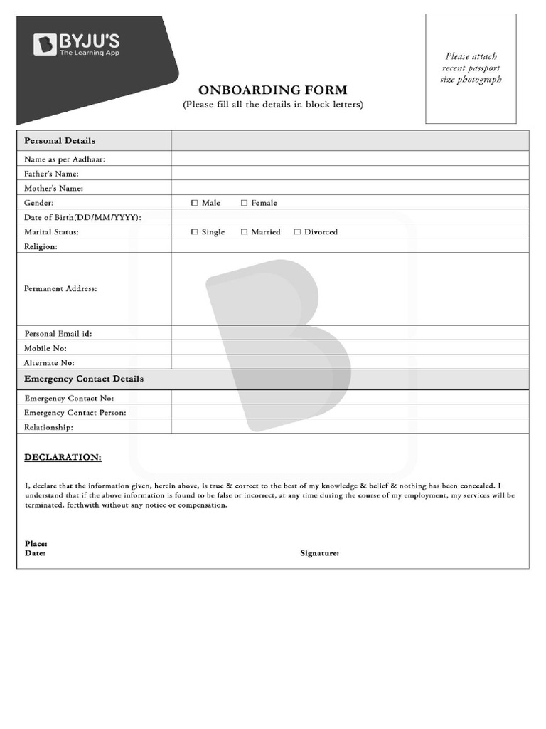 Onboarding Form | PDF