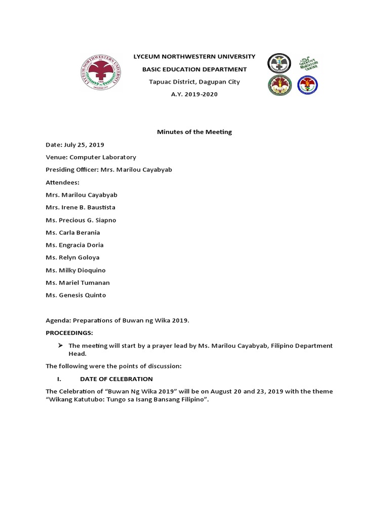 Minutes of The Meeting Final | PDF Minutes of The Meeting Final | PDF