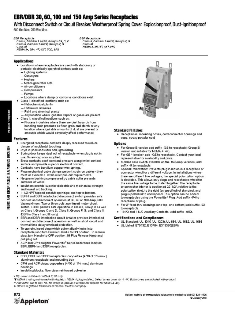 AEC MC007 EBR DBR 30 60 100 and 150 Amp Series 01-11 | PDF | Electrical Connector | Ac Power ...