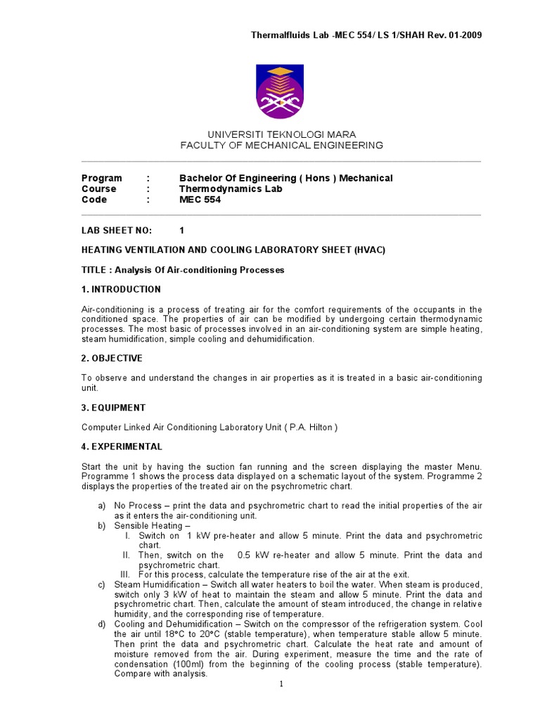 HVAC Air-Conditioning Process Analysis | PDF | Air Conditioning ...
