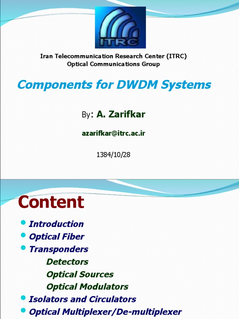 Components For DWDM Systems: A. Zarifkar | PDF | Dispersion (Optics ...