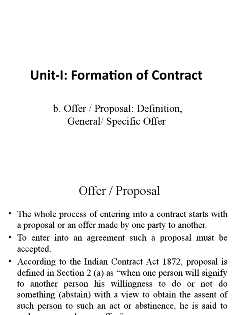 2.Unit-I B Offer Proposal | PDF | Business Law | Government