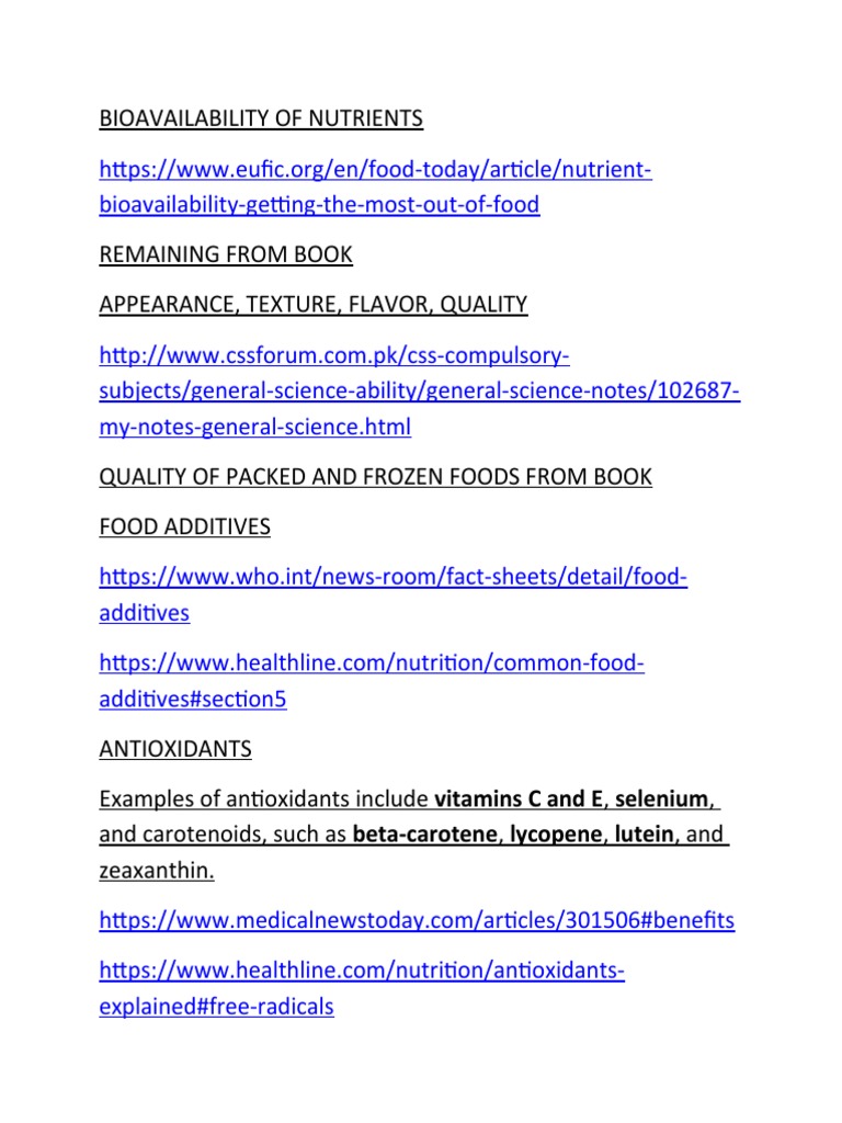 Bioavailability of Nutrients | PDF | Wellness | Science & Mathematics