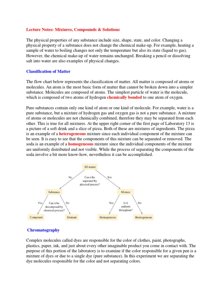 Mixtures Notes Pdf Pdf Solution Mixture