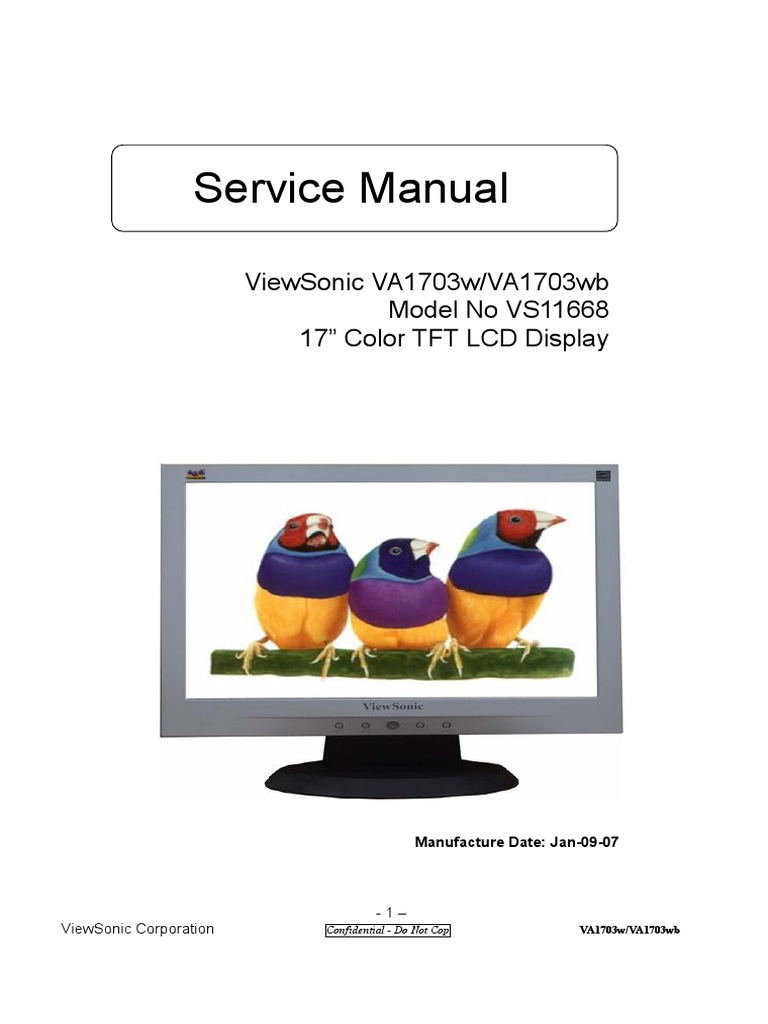 Viewsonic VA1703w-B Model VS11668 Service Manual PDF | PDF | Display ...