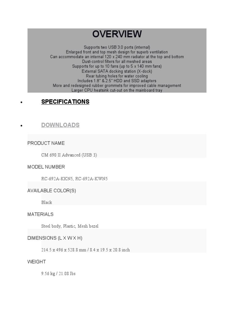 Specifications: Downloads | PDF